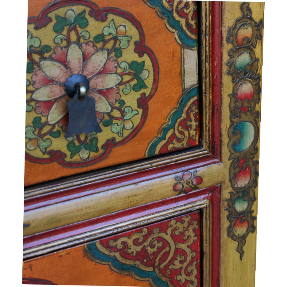 Tibetan Sideboard with Painted Flora